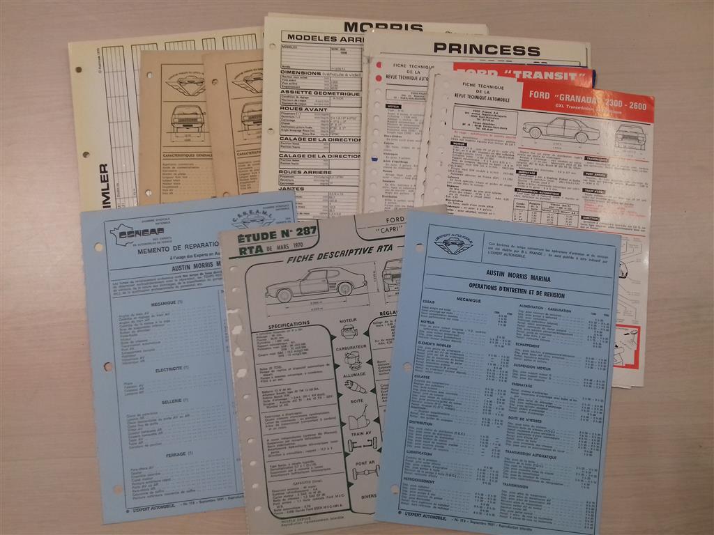 DOCUMENTATION - 24 fiches techniques de modèles automobiles... - VENTE ...