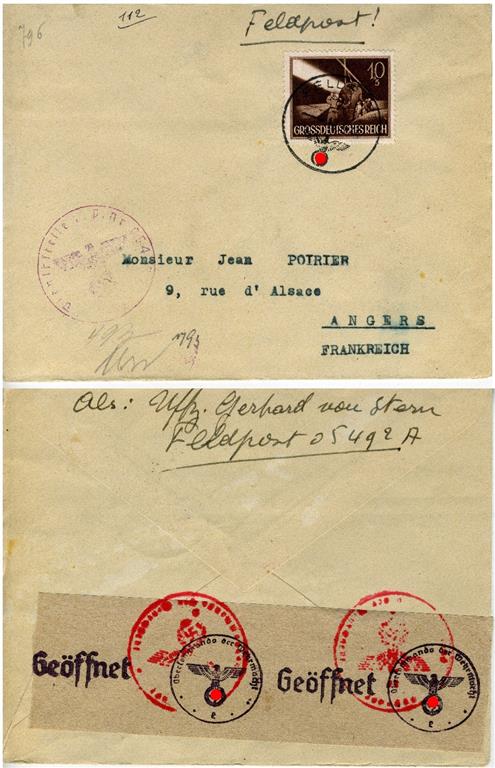 ALLEMAGNE 3e REICH - Rare pli voyagé du front de l'est à ANG ...