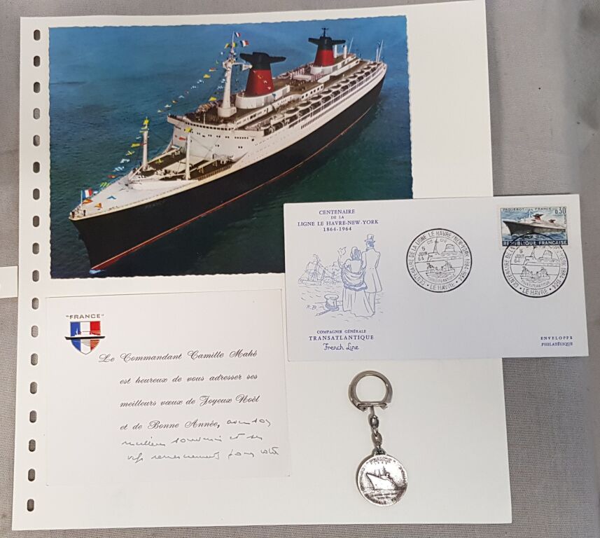 PAQUEBOT FRANCE - QUATRE DOCUMENTS, SOUVENIRS ORIGINAU... - VENTE TIMBRES-POSTE FRANCE COLONIES ...