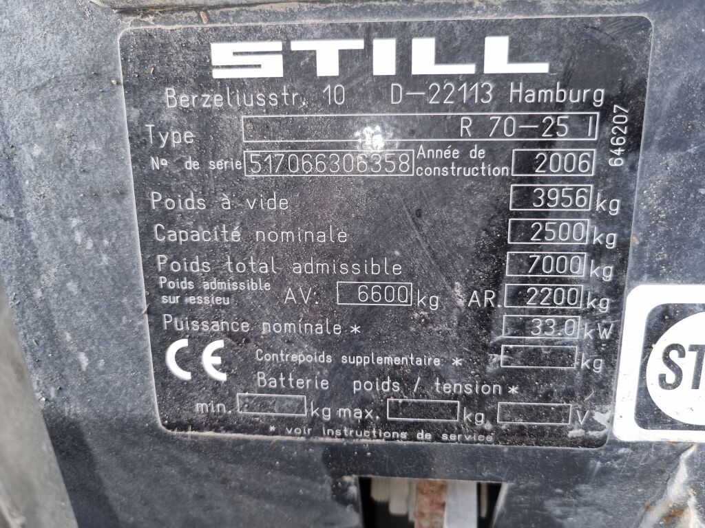chariot élévateur still r70-25 Fenwick de 2006 élévateur équipé d'un ...