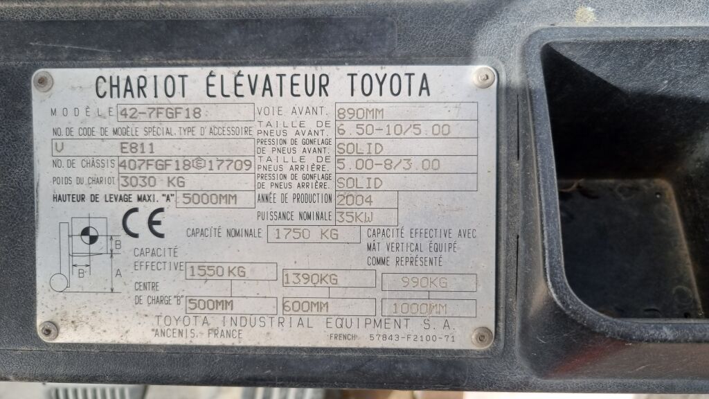 Chariot élévateur Toyota fgf 18 Fenwick de 2004 élévateur équipé d'un ...